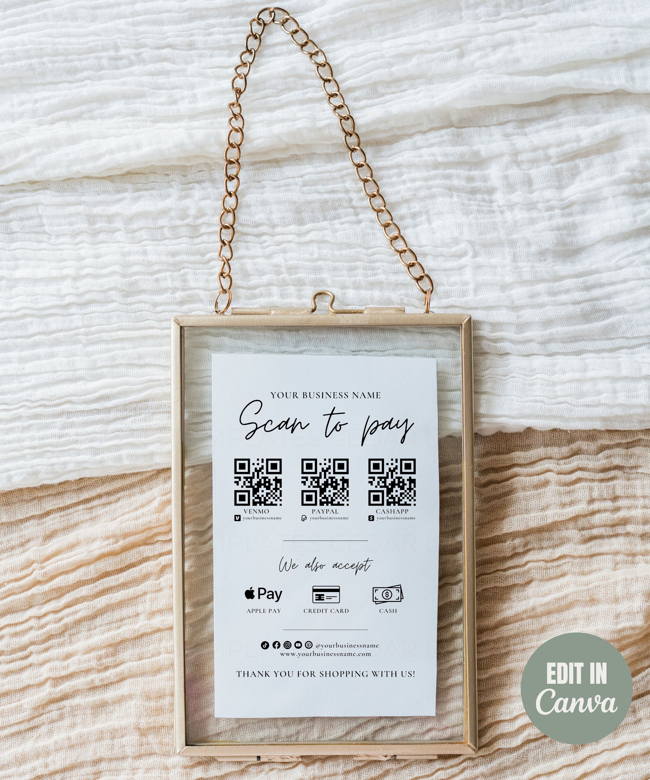 Scan to Pay Sign Template, QR Code Sign Business Template, Easy to Edit ...