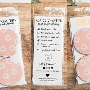 Car Coaster Template, Print and Cut Packaging Insert, Car Coaster Care ...