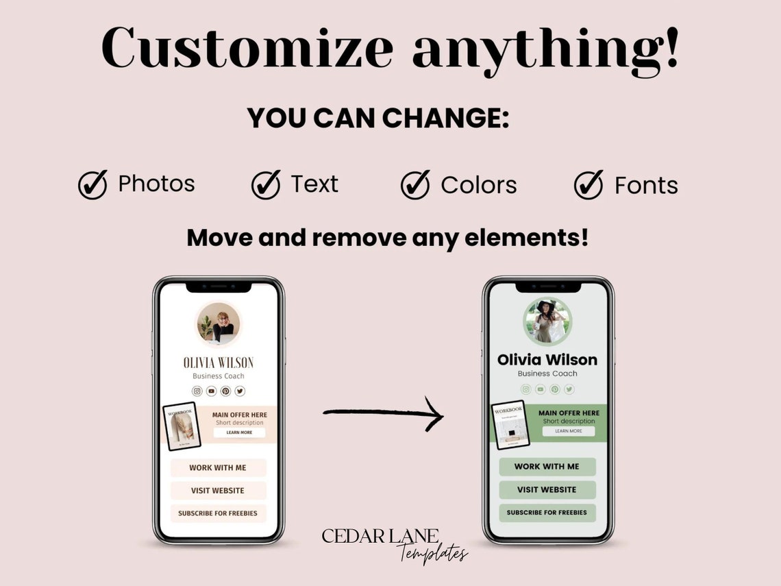 Link in Bio Template, Business Landing Page, Instagram Influencer ...