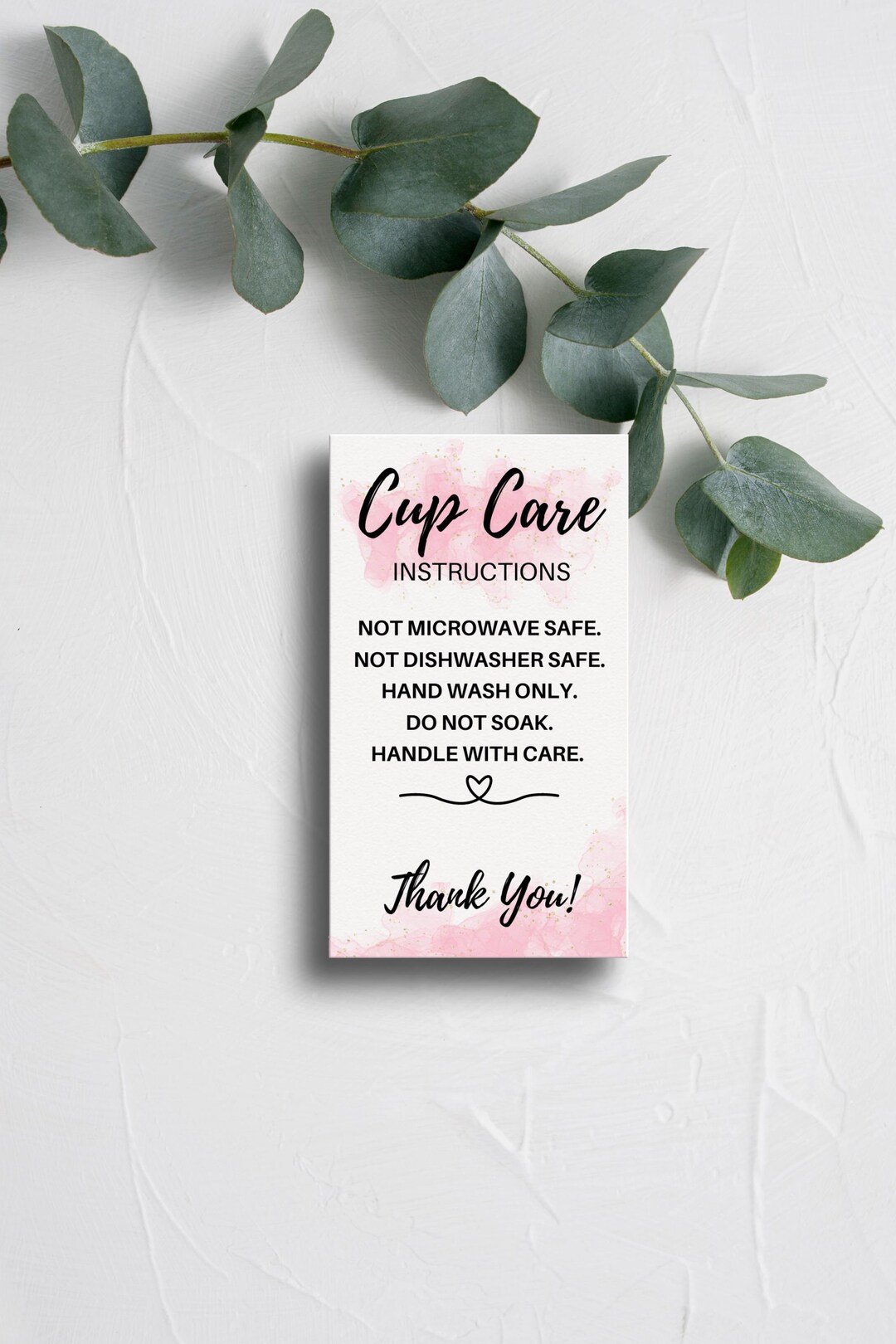 Tumbler Care Card Png, Print and Cut Png Files, Glass Can Care ...