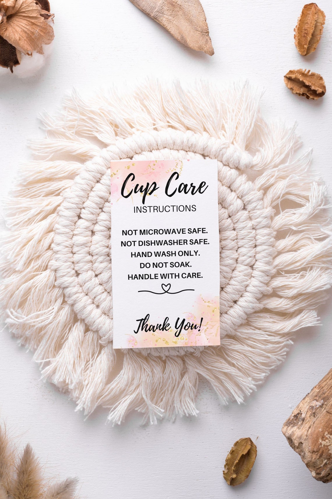 Tumbler Care Cards Png, Print and Cut Png Files, Glass Care ...