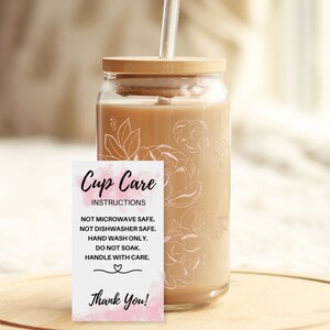 Watercolor Cup Care Card, Print and Cut File, Cup Care Washing ...
