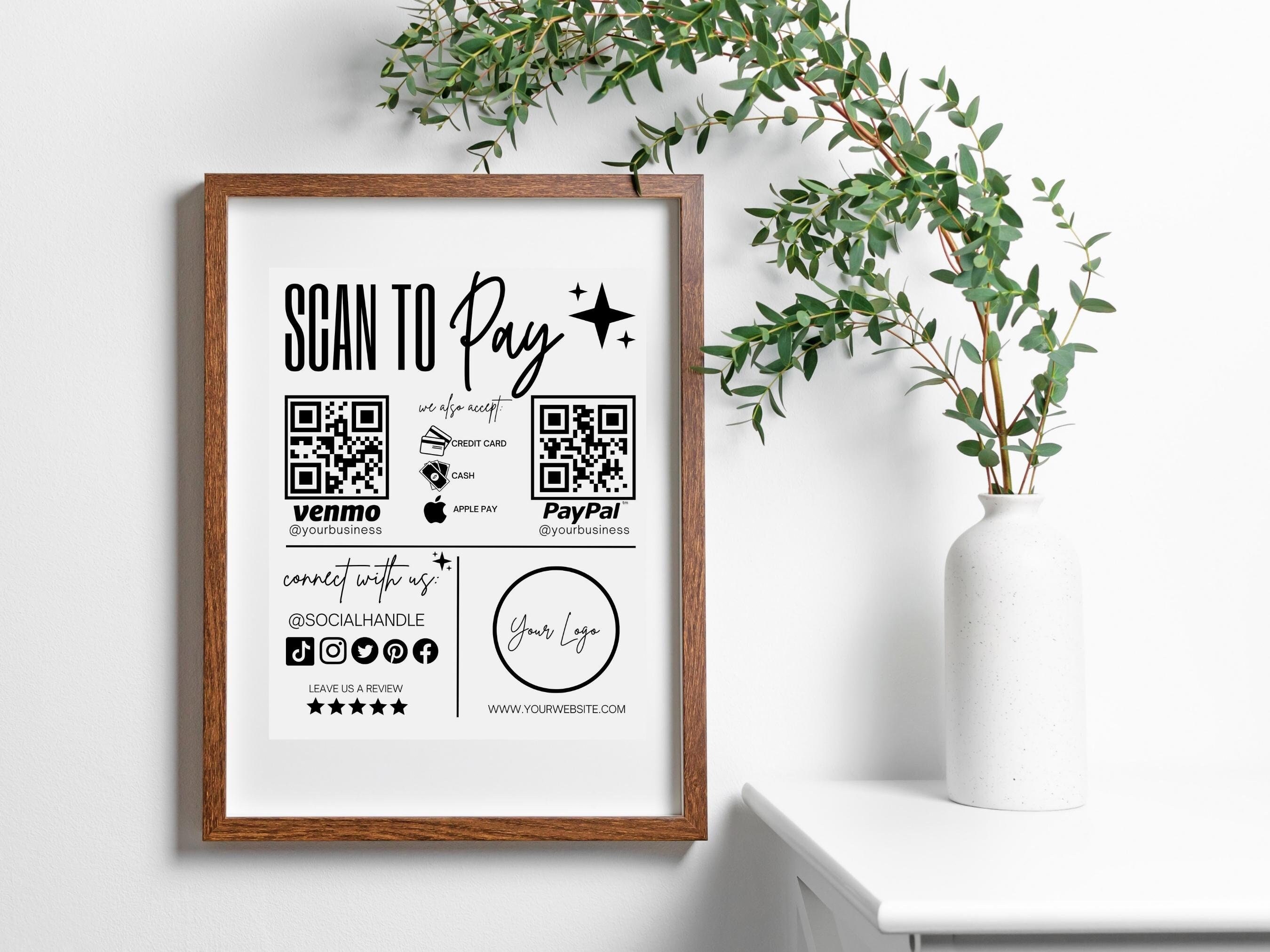 Scan to Pay Sign, QR Code Sign Business Template, Easy to Edit Canva ...