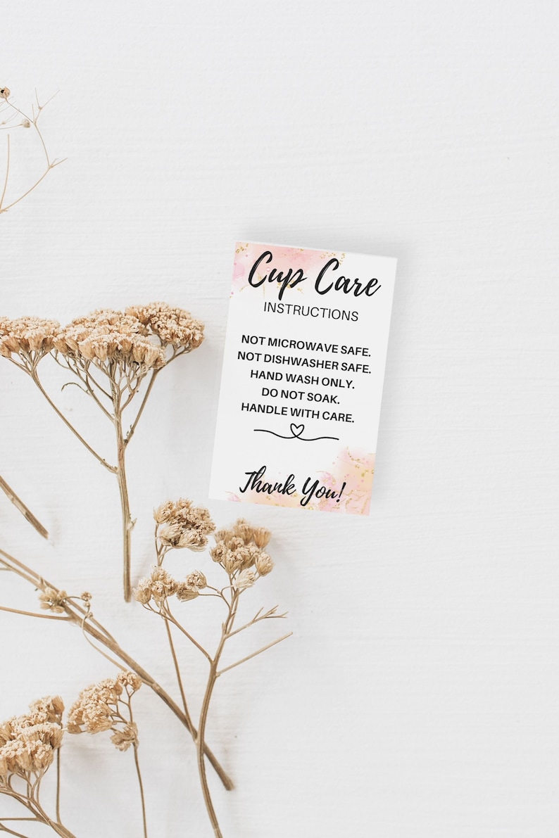Tumbler Care Cards Png, Print and Cut Png Files, Glass Care ...