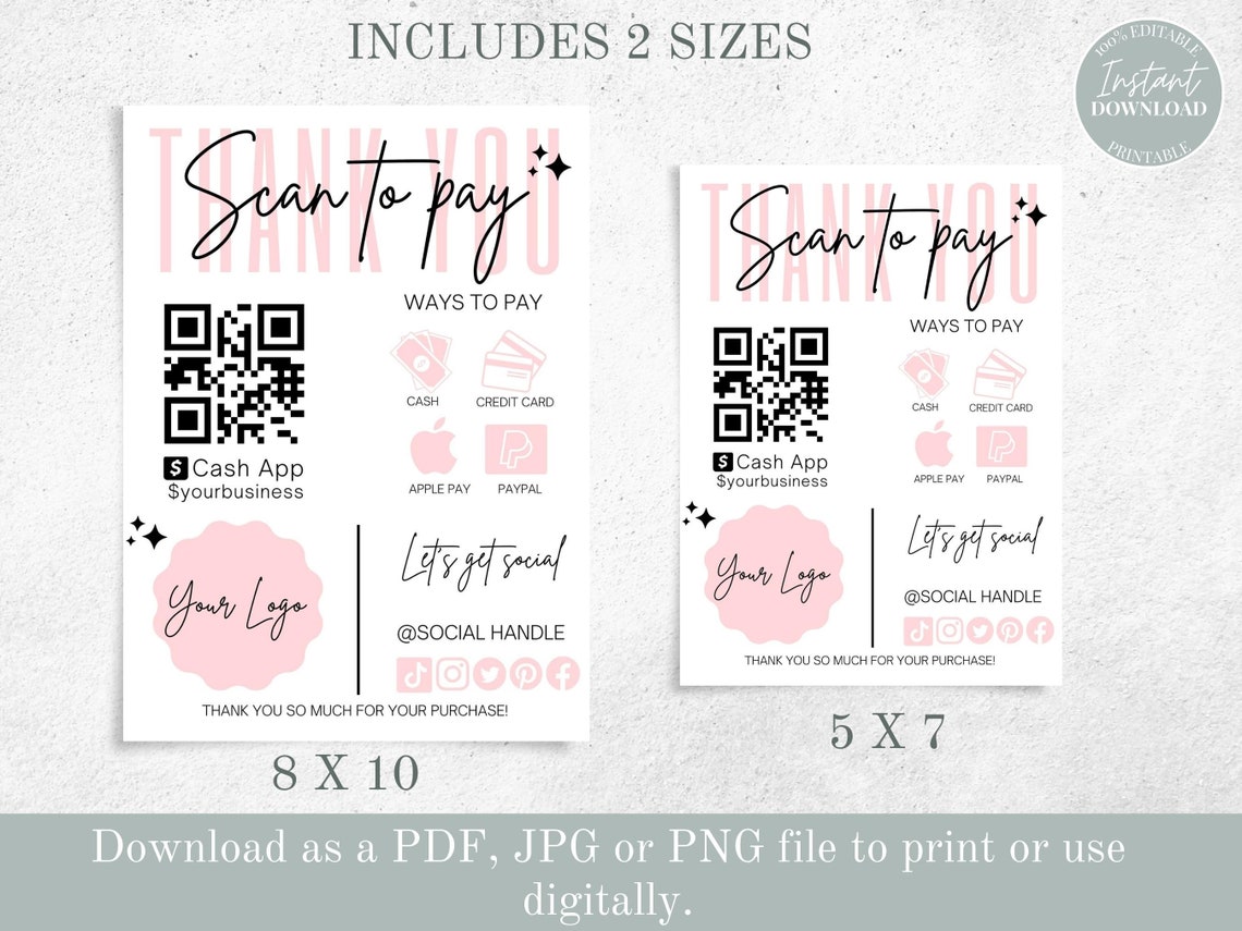 Scan to Pay Sign Template, QR Code Sign Business Template, Easy to Edit ...