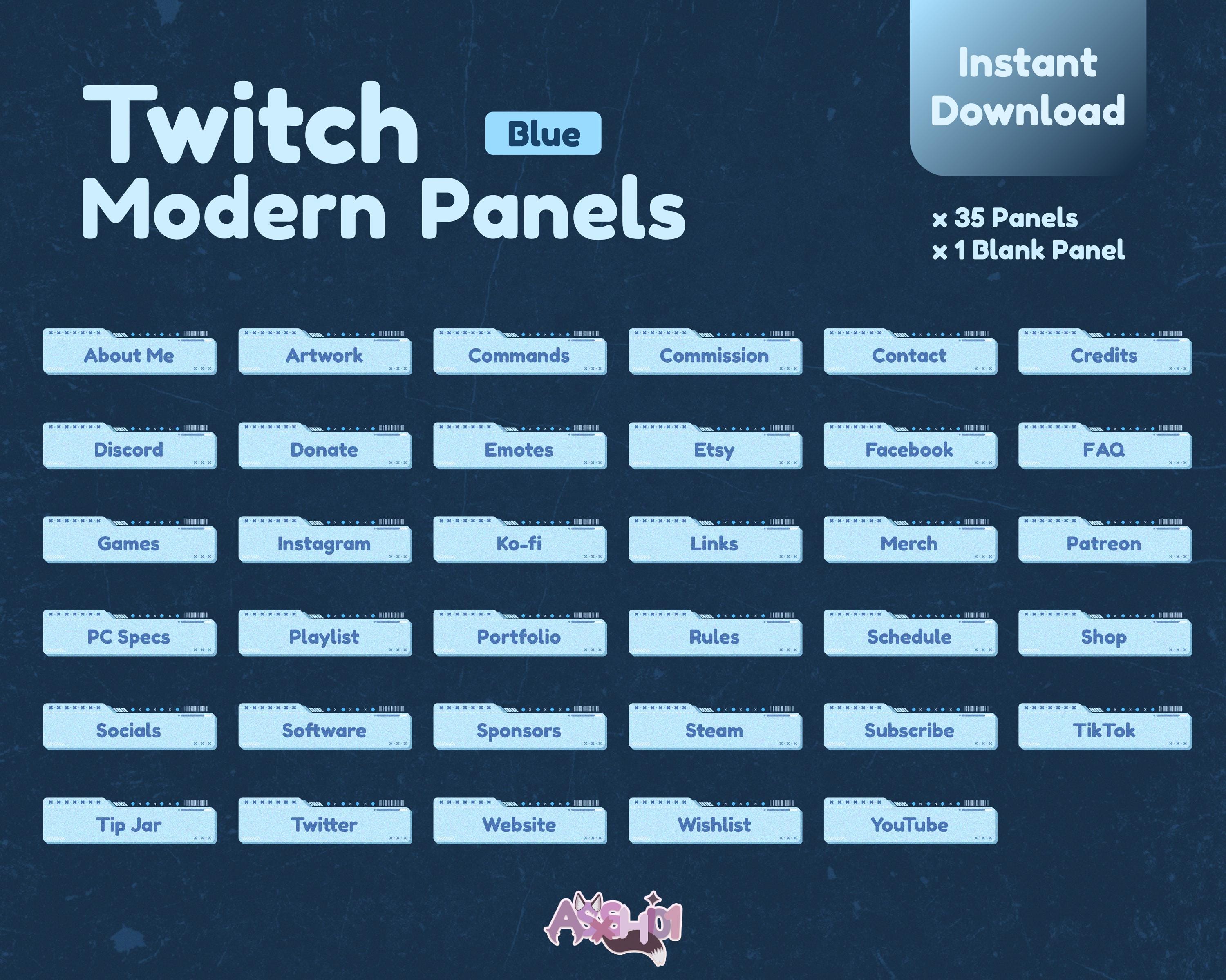 Blue Modern Twitch Panels | Twitch Panels | Twitch Stream | Stream ...