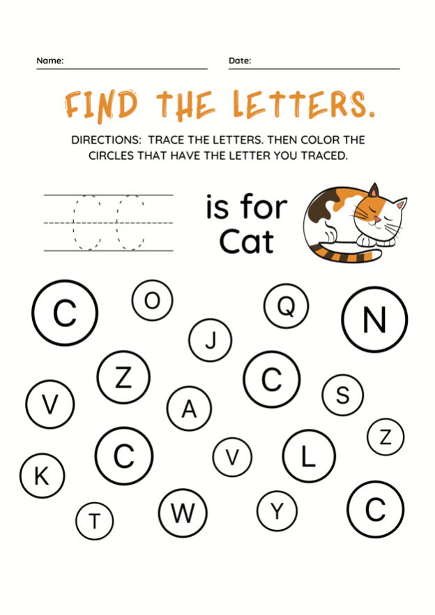 Find, Trace & Color the Letter A to Z Alphabet Worksheet - Etsy