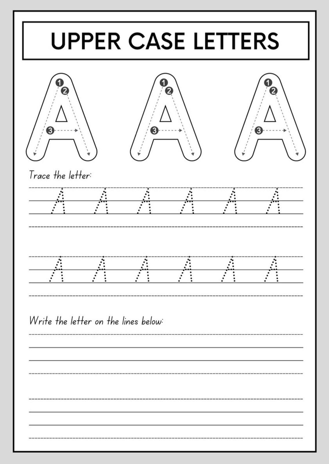 Trace the Alphabet Book: Uppercase Letter Tracing Practice Workbook - Etsy