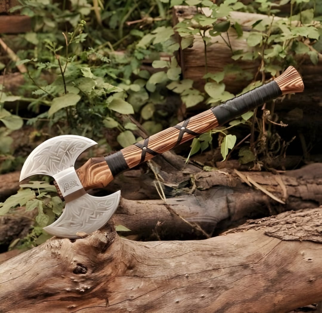 Custom Handmade Double Headed Vikings Axe, High Carbon Steel Forged ...