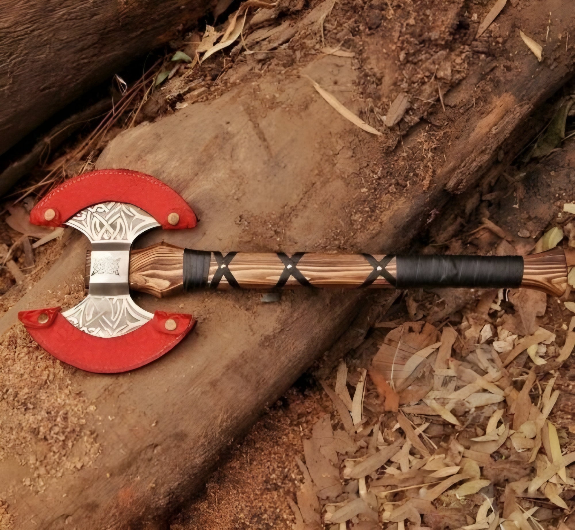 Custom Handmade Double Headed Vikings Axe, High Carbon Steel Forged ...