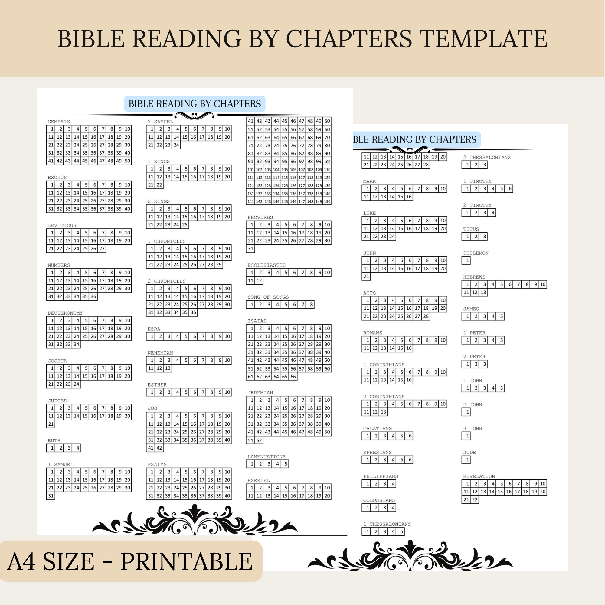 Bible Reading Planner by Chapter in One Year, Calendar, One Year ...