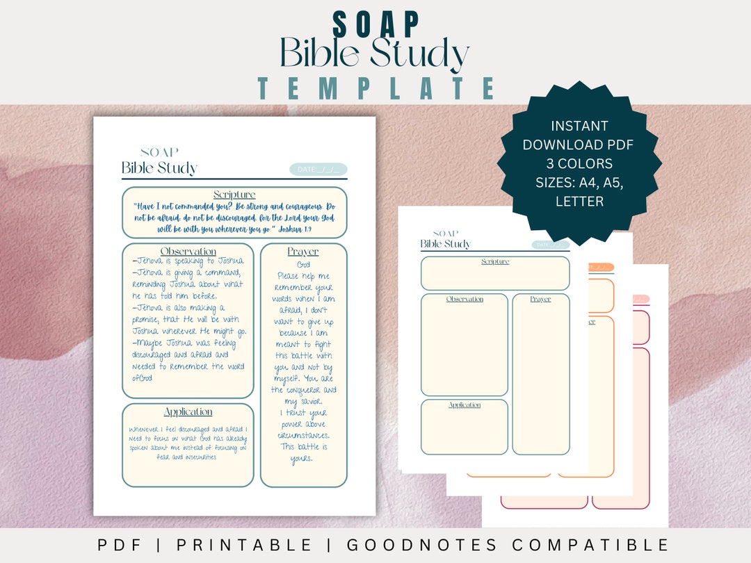 SOAP Bible Study Template, Printable, Goodnotes, Bible Journal ...