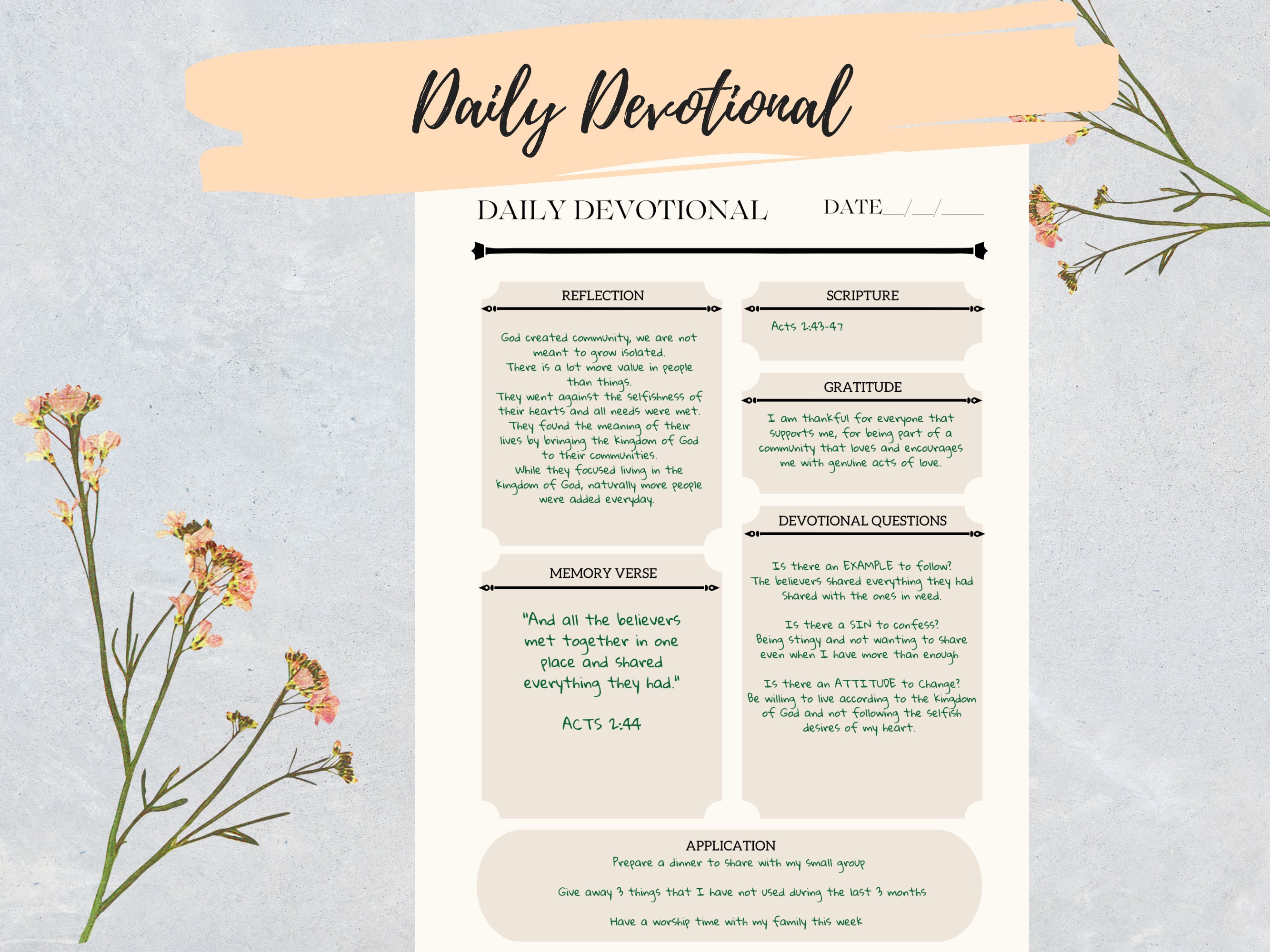 Daily Devotional Template Journal Printable Quiet Time - Etsy