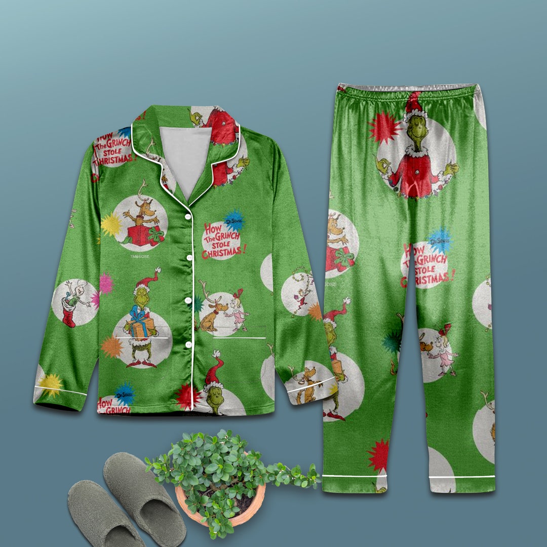 The Grinch Christmas Pajama Set Grinch Pyjamas Christmas - Etsy