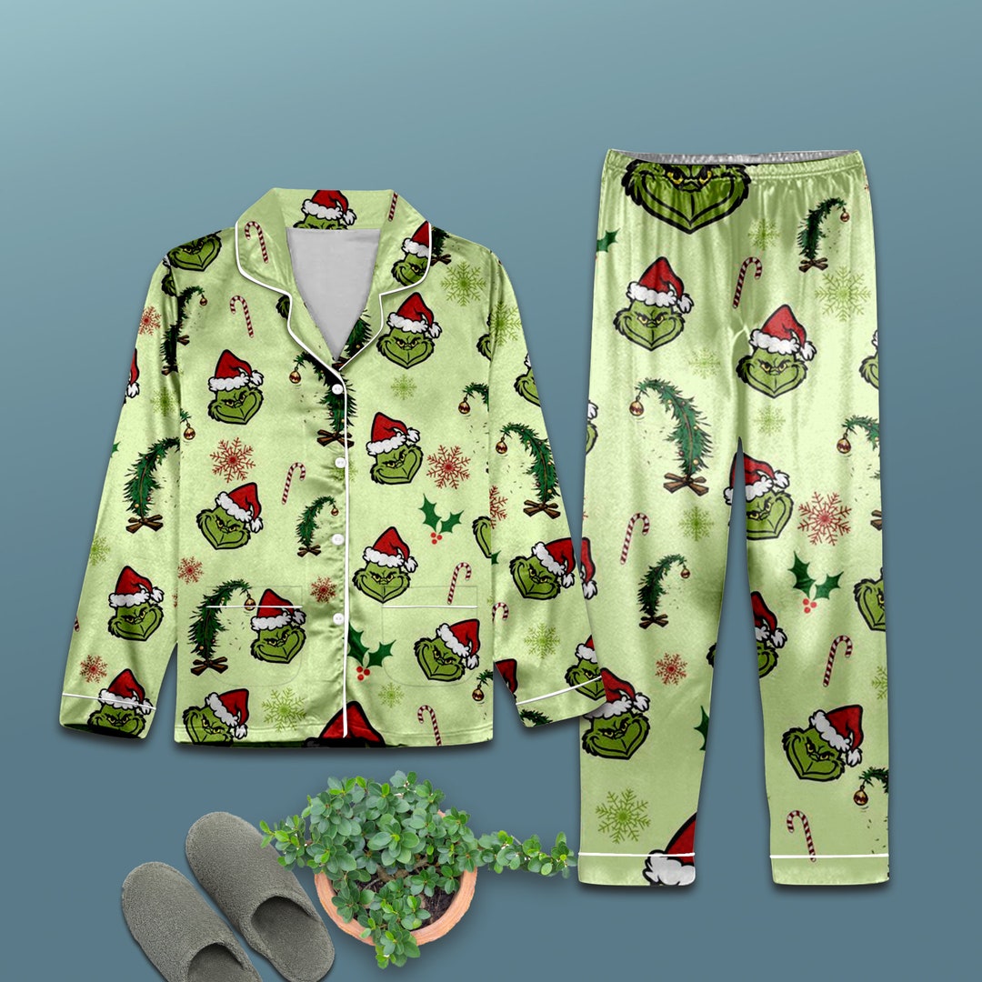 The Grinch Christmas Pajama Set Grinch Pyjamas Christmas - Etsy