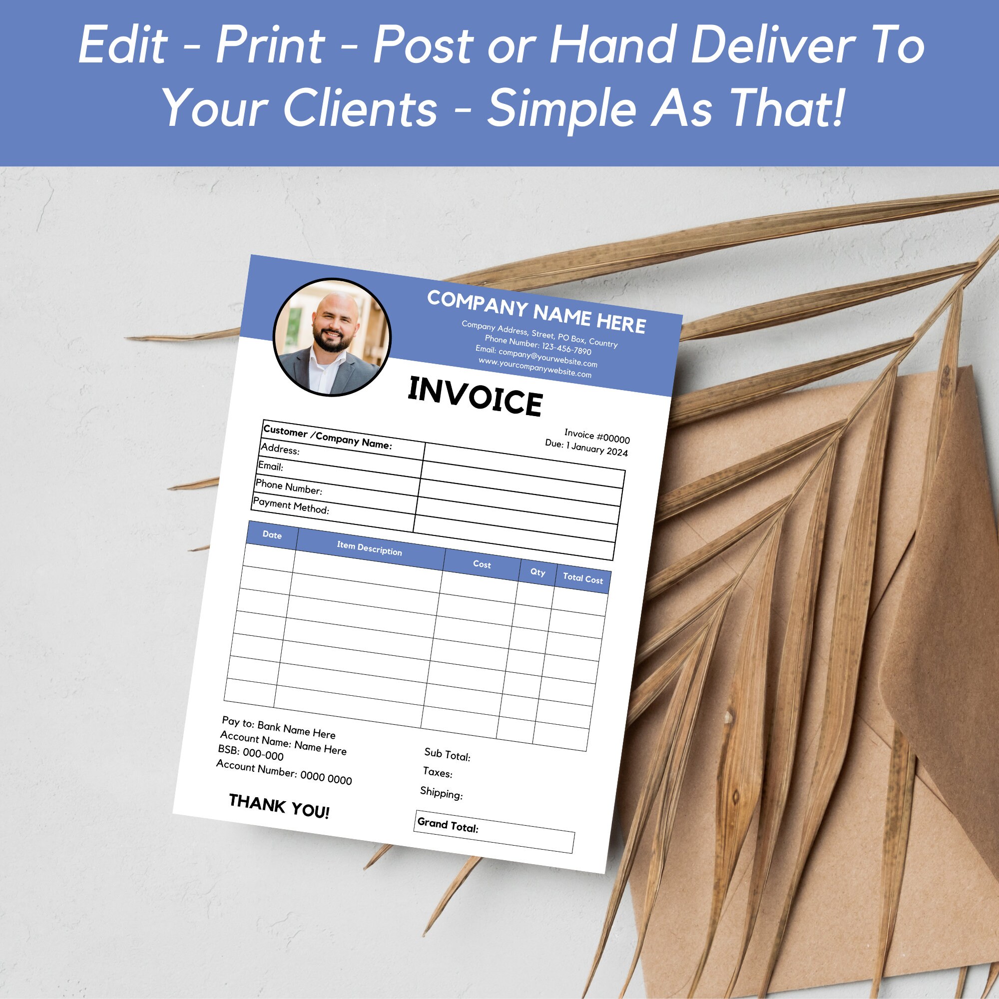 Business Invoice Invoice Template Contractor Invoice Printable Invoice ...