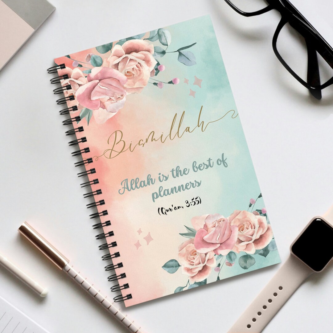 Bismillah Floral Spiral Notebook, Islamic Notebook, Islamic Journal ...