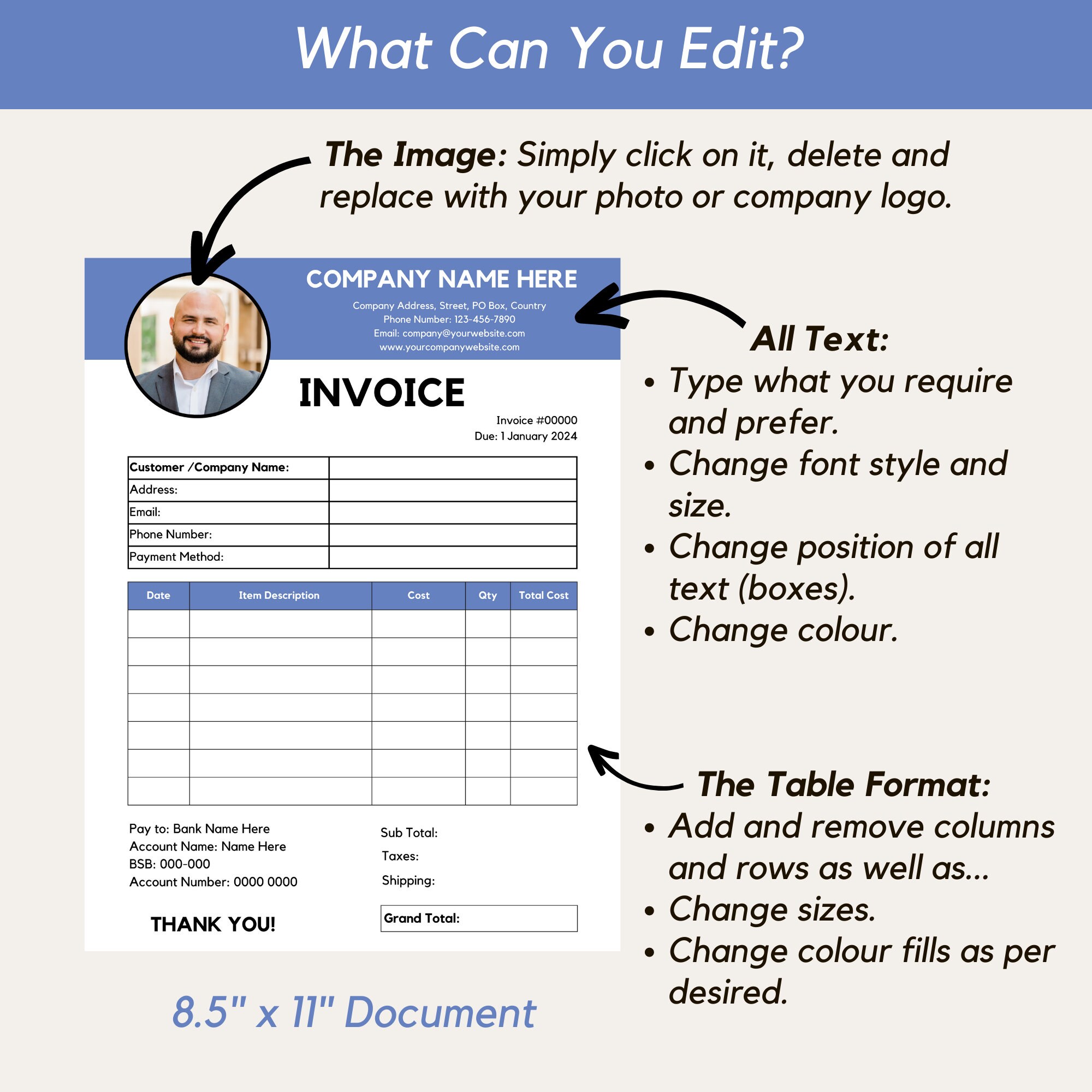 Business Invoice Invoice Template Contractor Invoice Printable Invoice ...