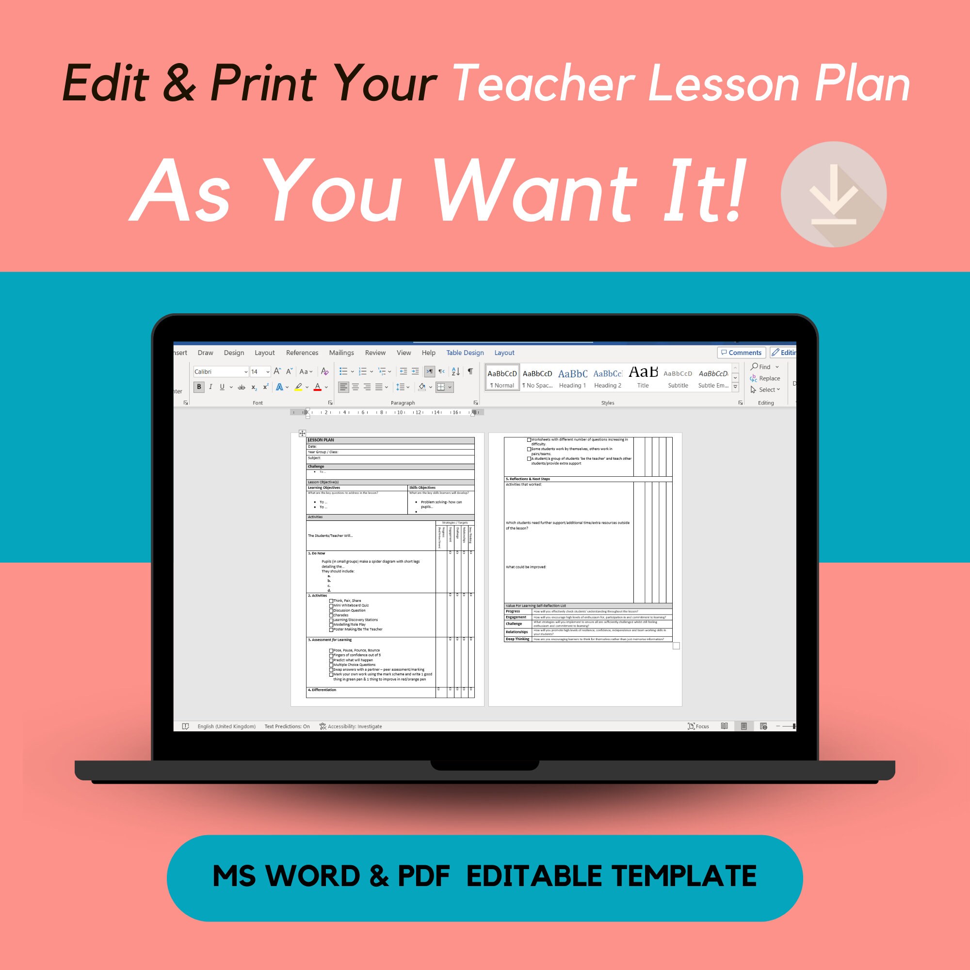 Teacher Lesson Plan Template, Editable Lesson Plan, Weekly Lesson Plan ...
