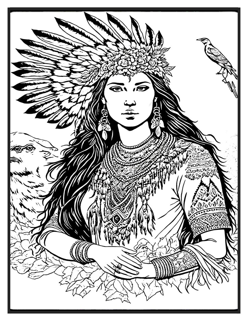 Native American Women Coloring Pages - Etsy
