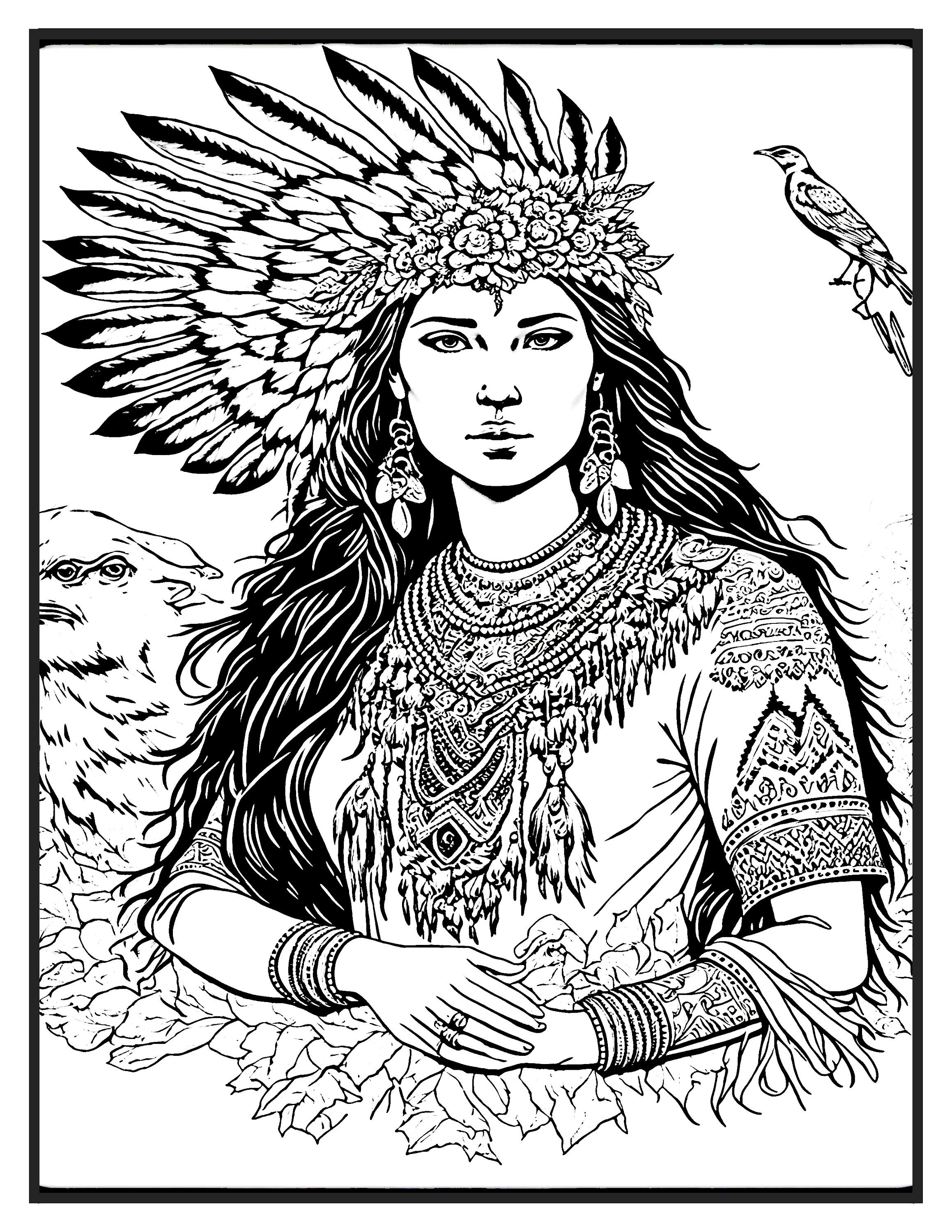 Native American Women Coloring Pages - Etsy