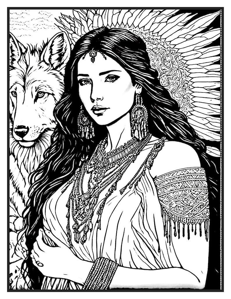 Native American Women Coloring Pages - Etsy