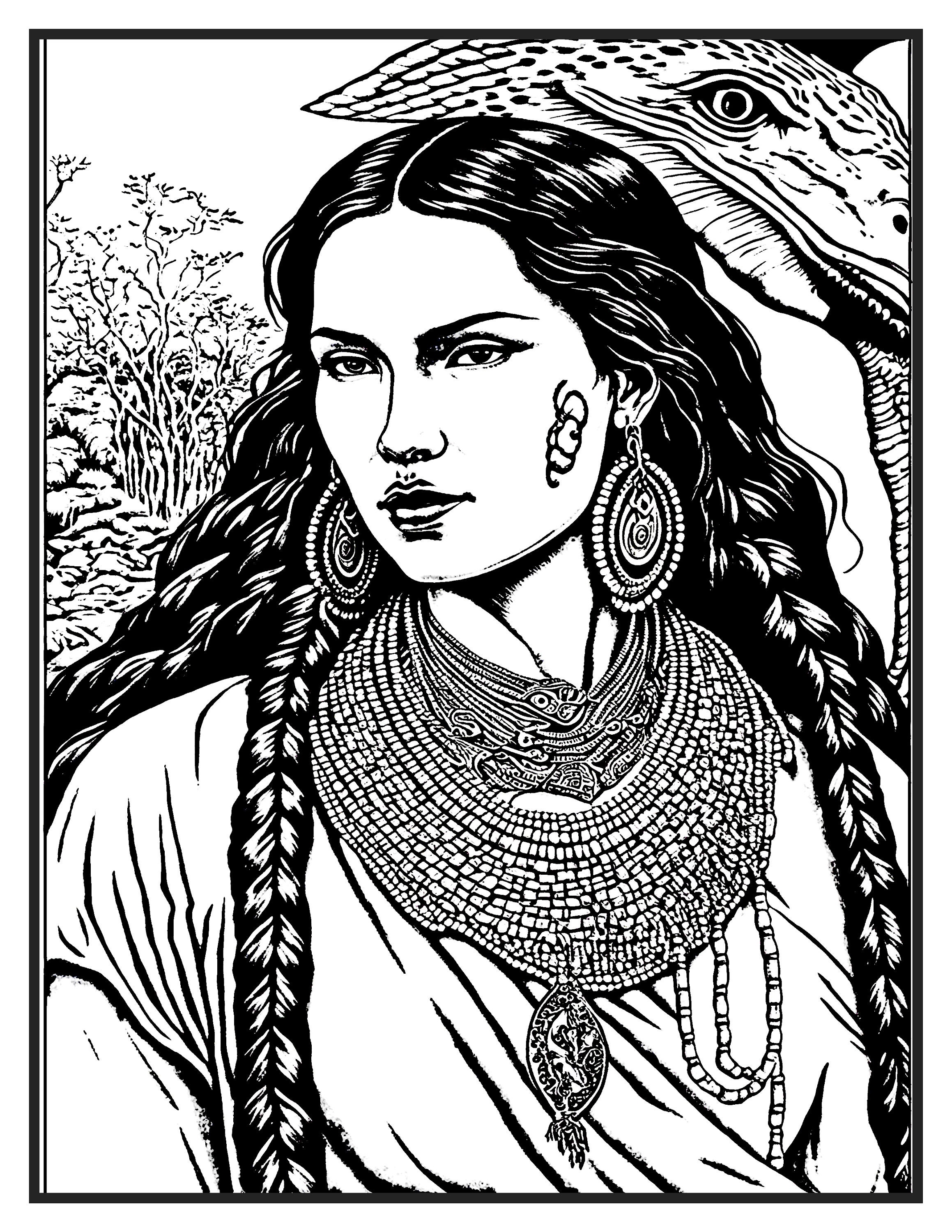 Native American Women Coloring Pages - Etsy