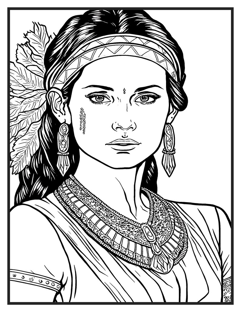 Native American Women Coloring Pages - Etsy