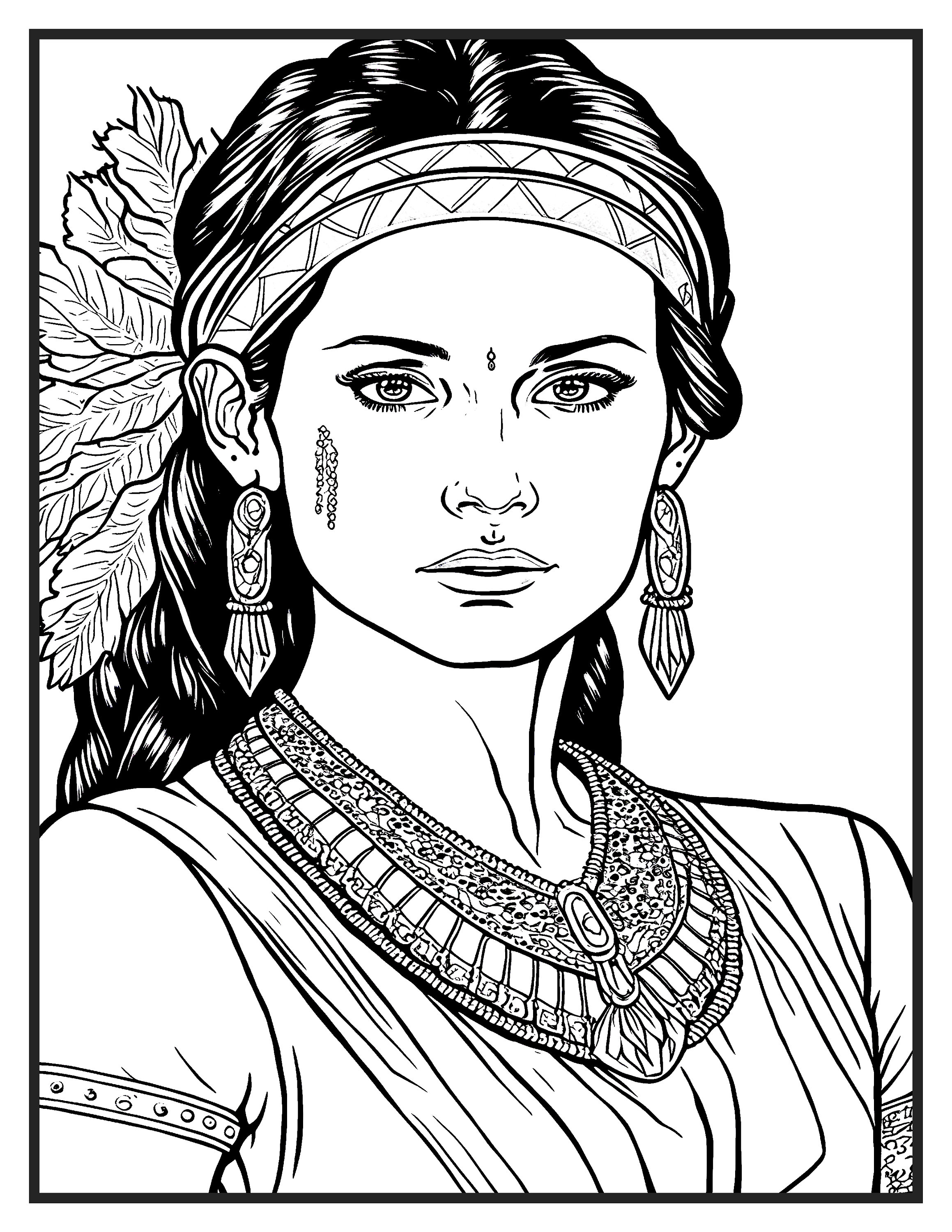 Native American Women Coloring Pages - Etsy