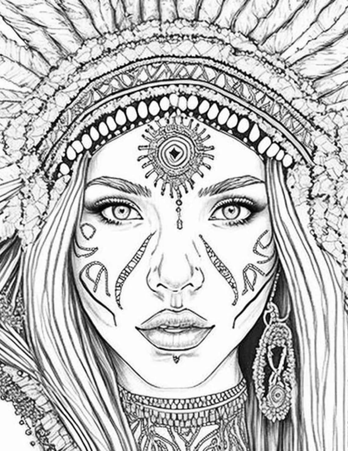 51 Native American Women Coloring Book - Etsy Australia
