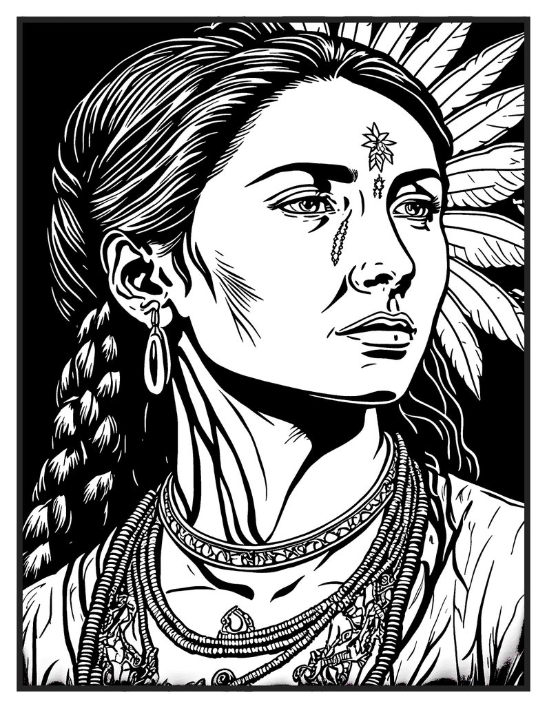 Native American Women Coloring Pages - Etsy
