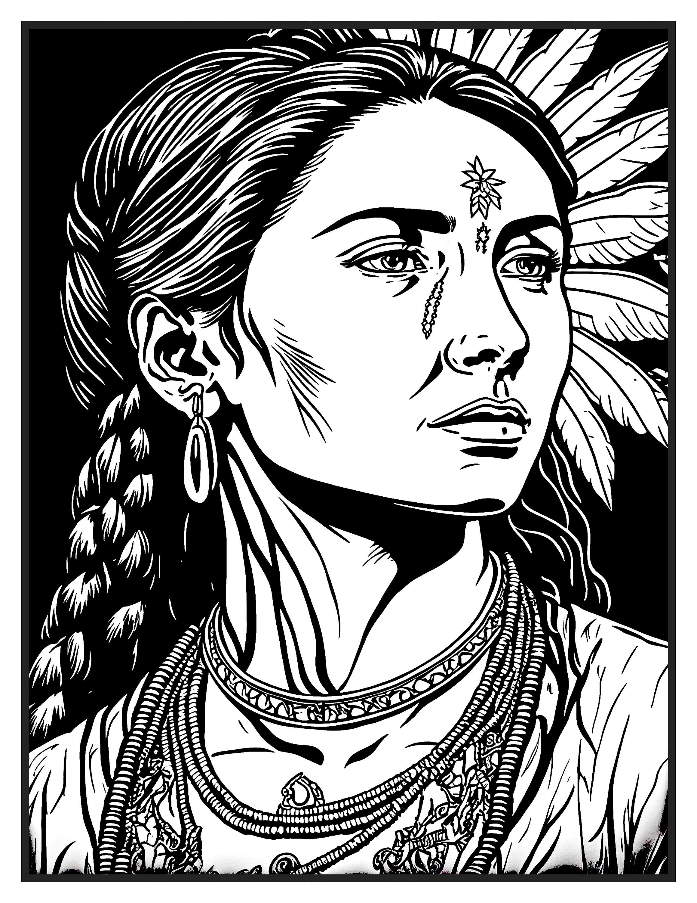 Native American Women Coloring Pages - Etsy