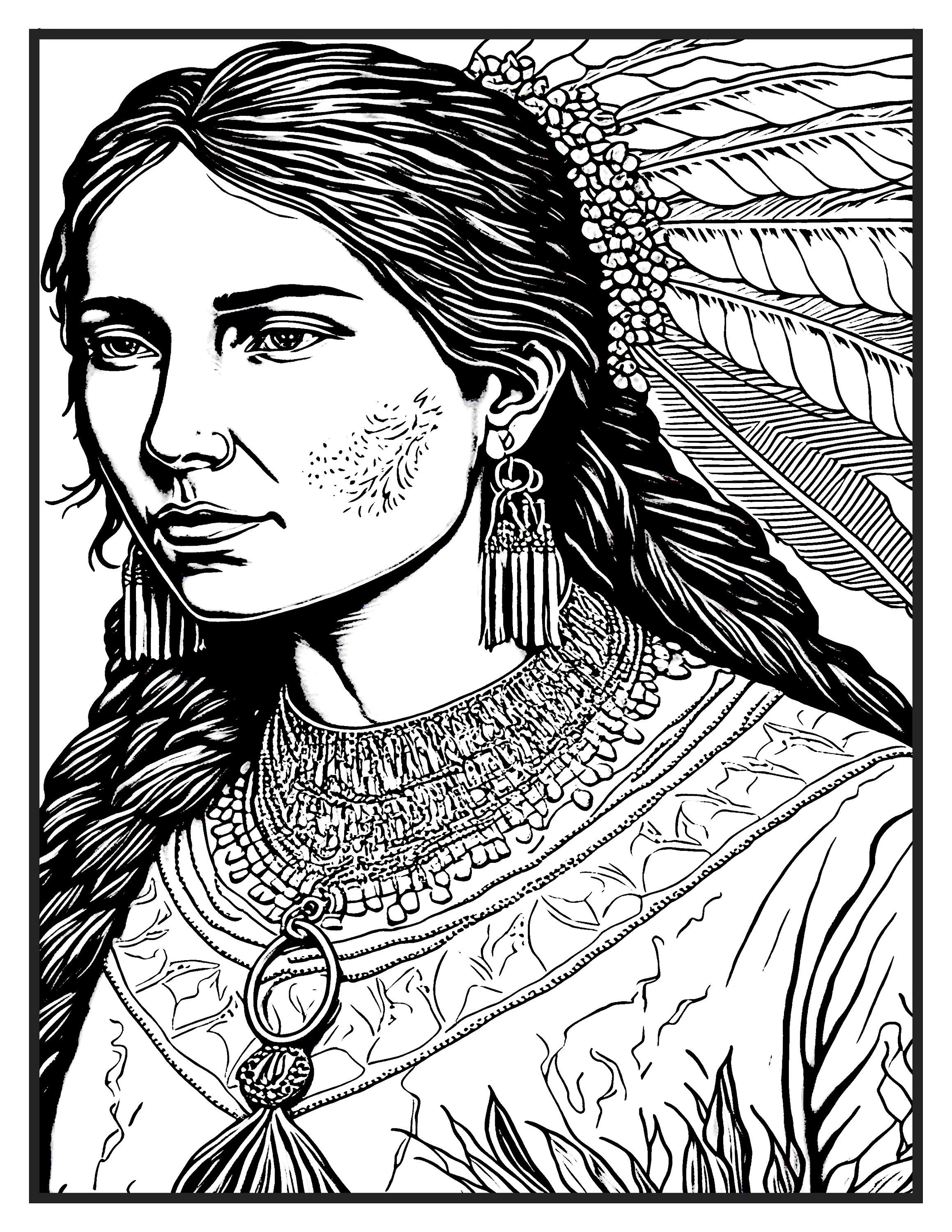 Native American Women Coloring Pages - Etsy