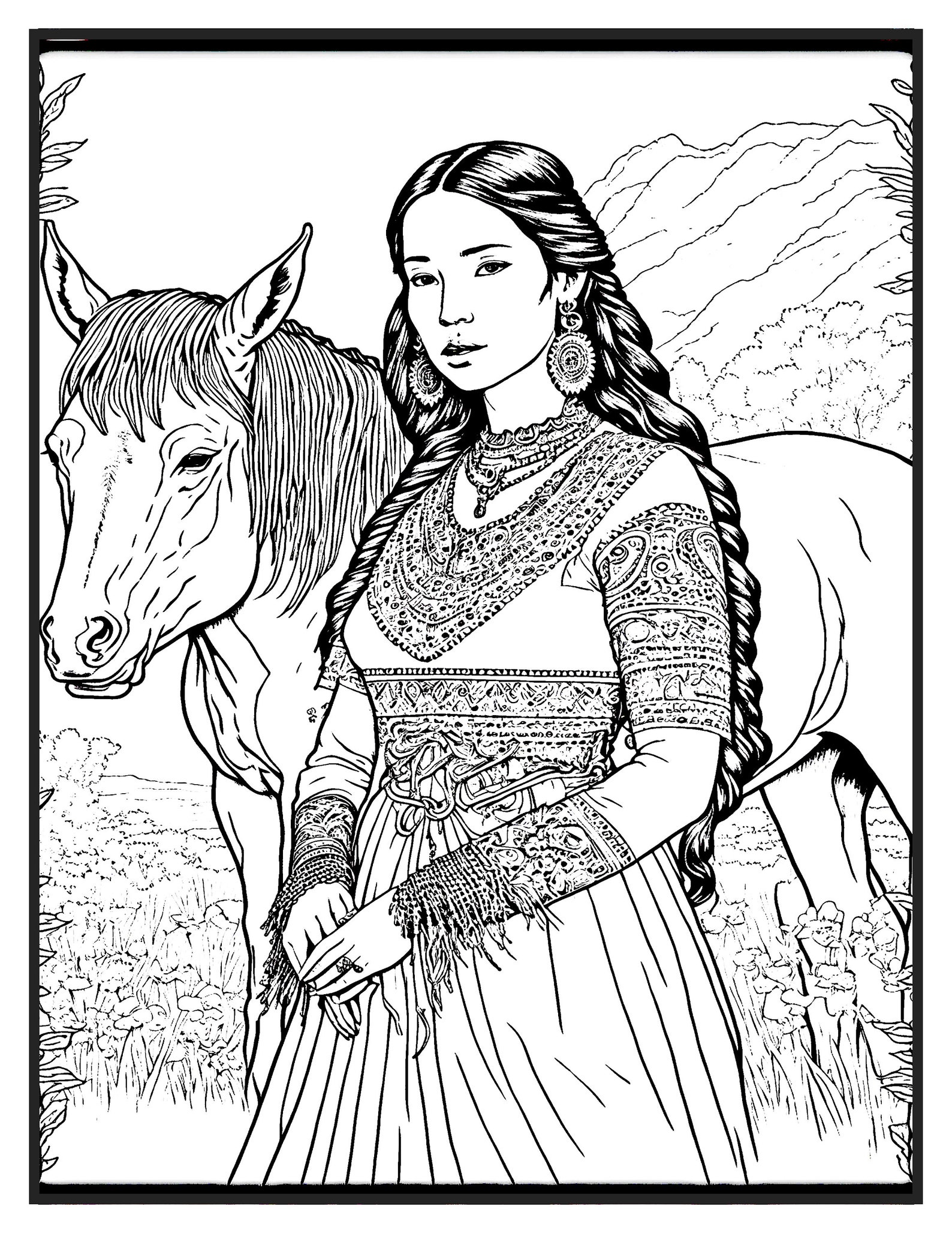 Native American Women Coloring Pages - Etsy