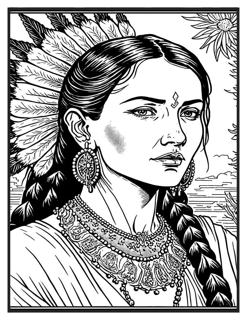 Native American Women Coloring Pages - Etsy