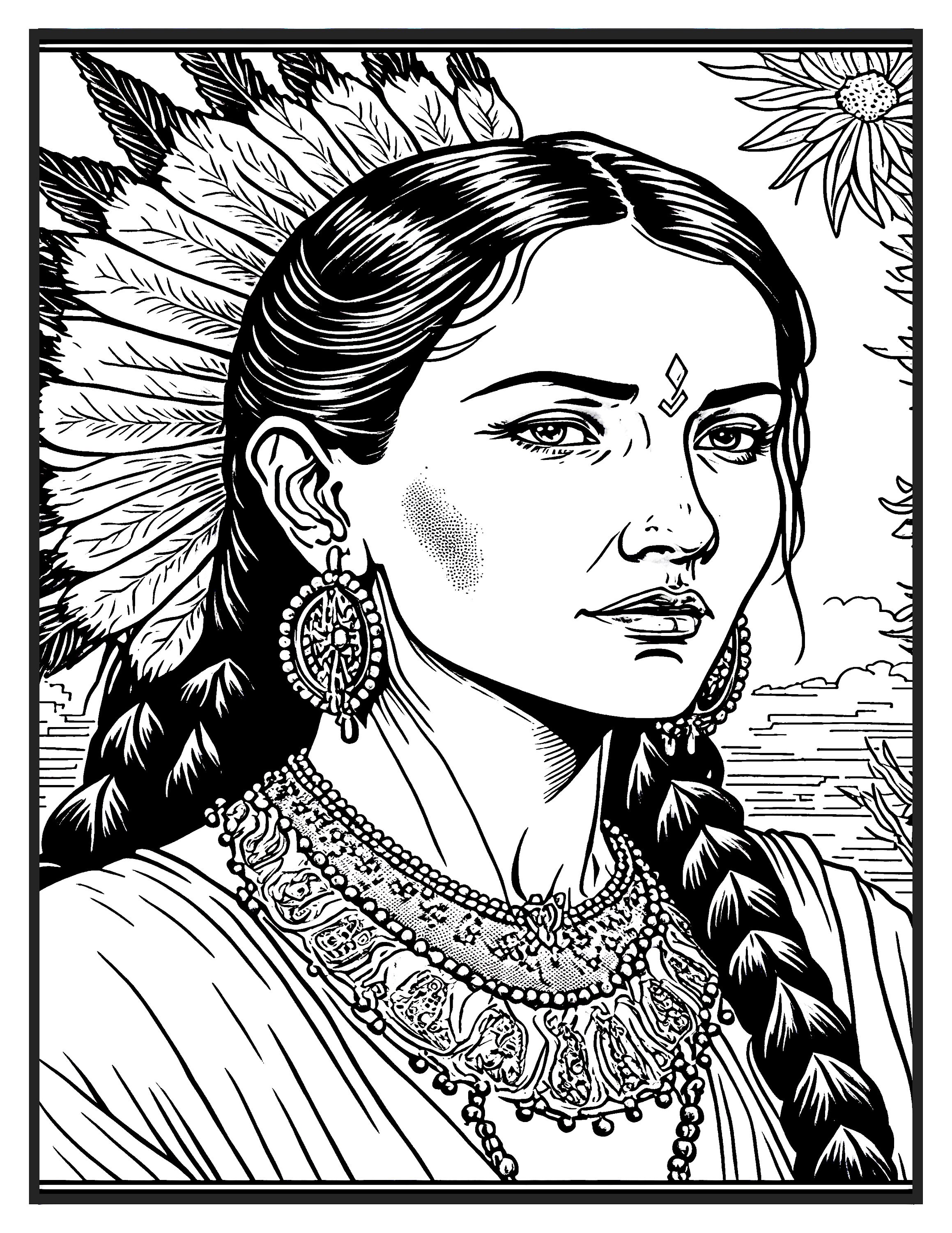 Native American Women Coloring Pages - Etsy