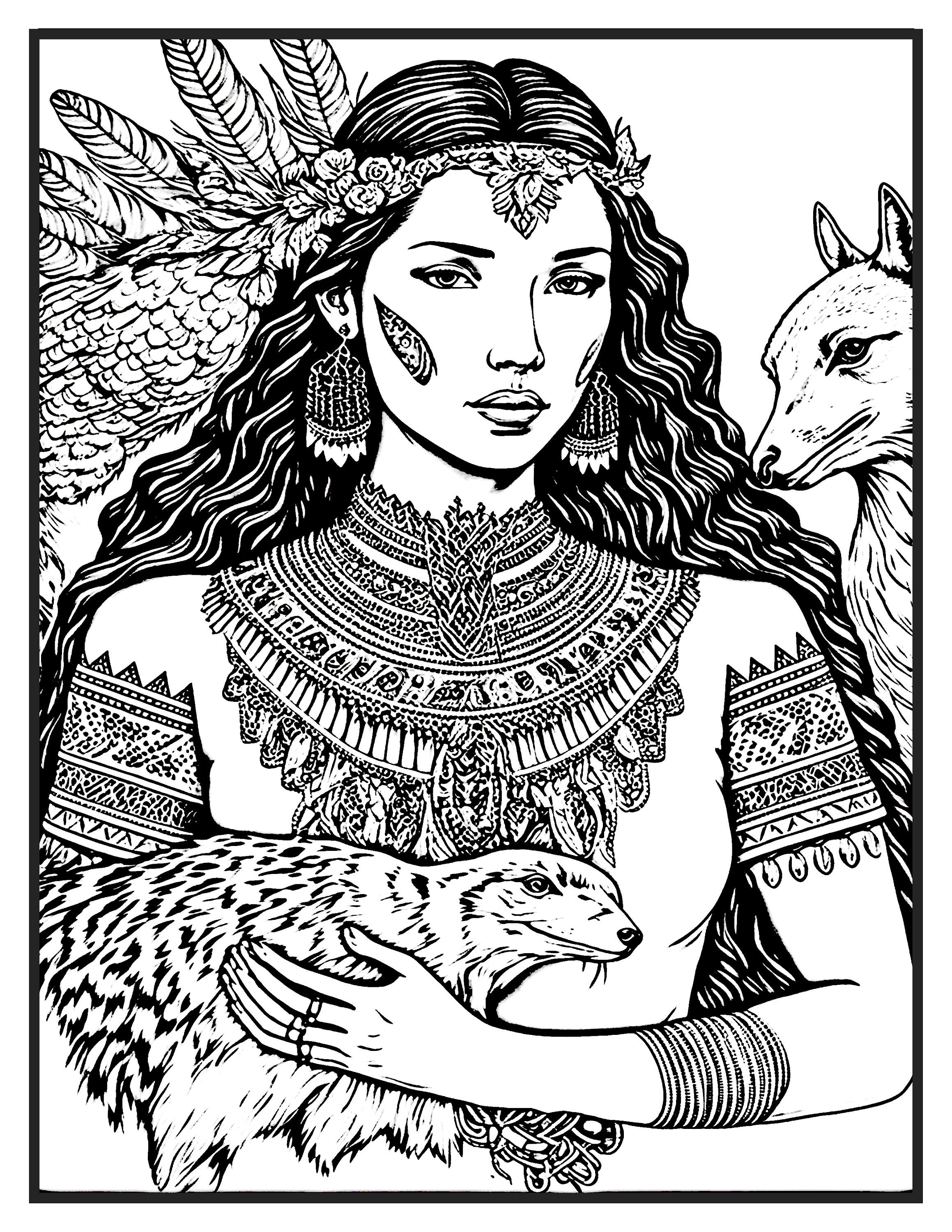 Native American Women Coloring Pages - Etsy