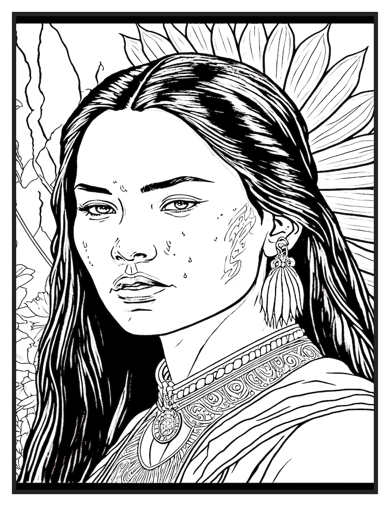 Native American Women Coloring Pages - Etsy