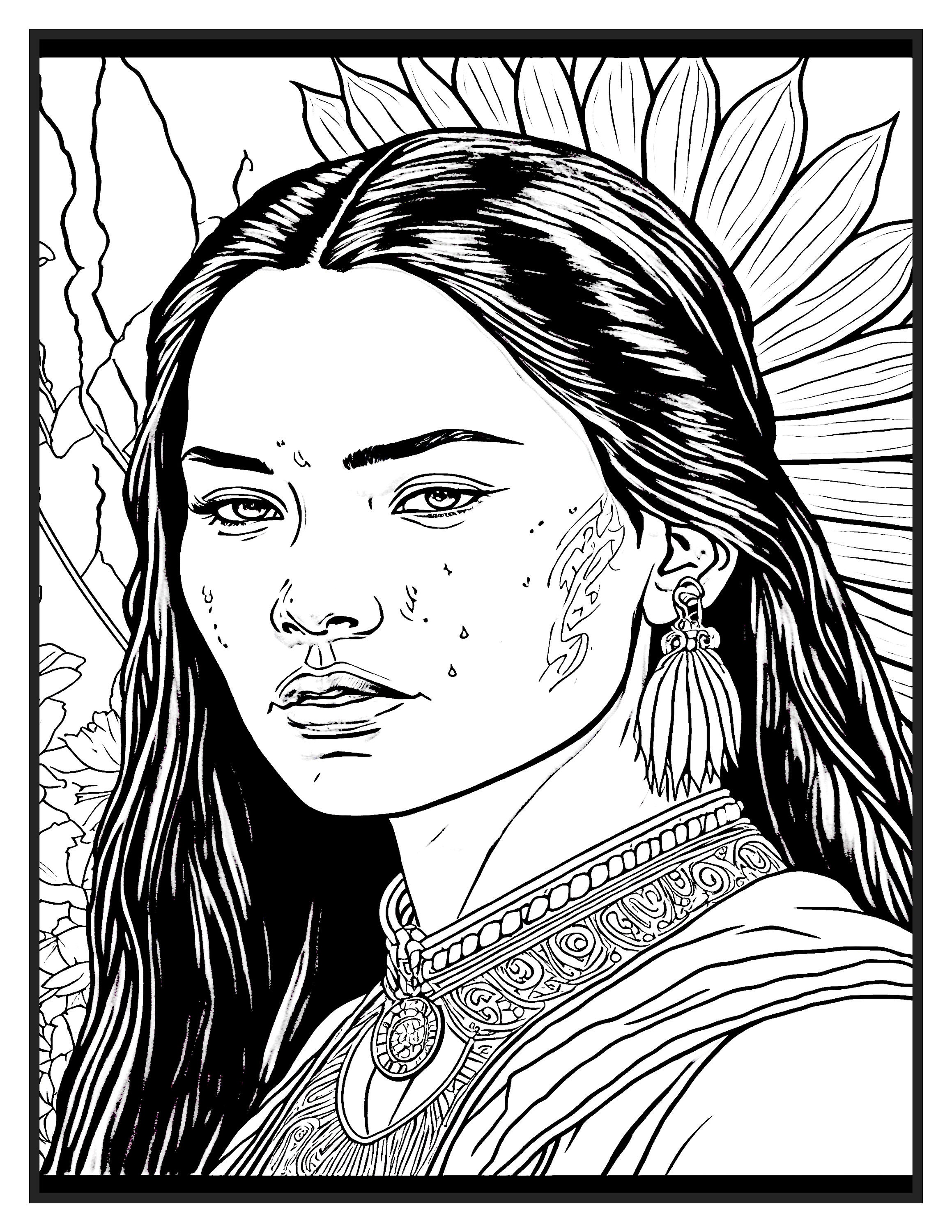 Native American Women Coloring Pages - Etsy