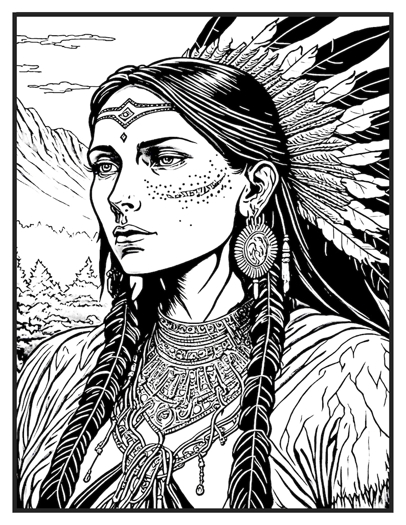 Native American Women Coloring Pages - Etsy
