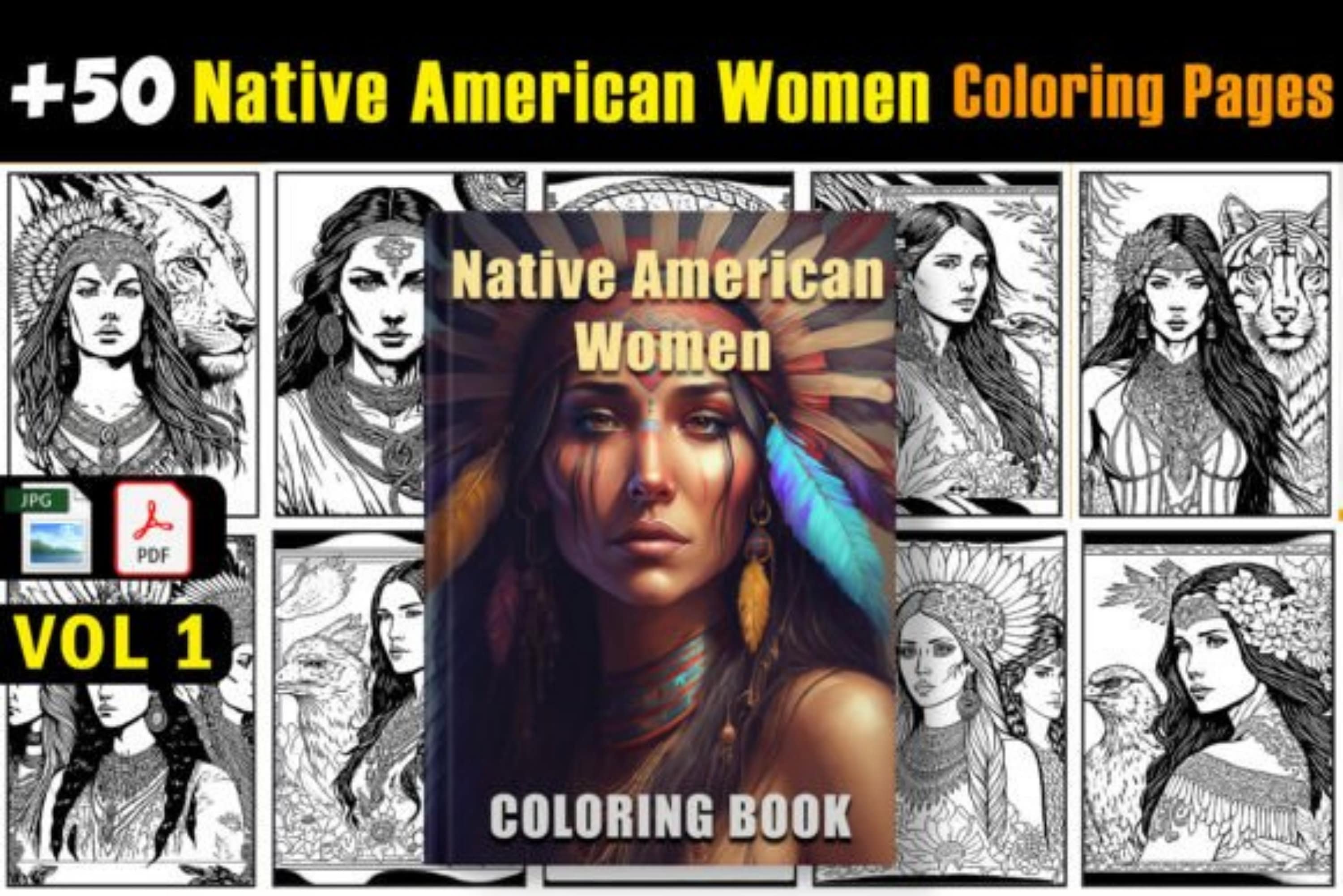 Native American Women Coloring Pages - Etsy