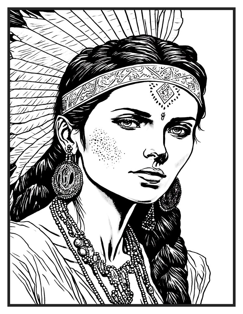 Native American Women Coloring Pages - Etsy
