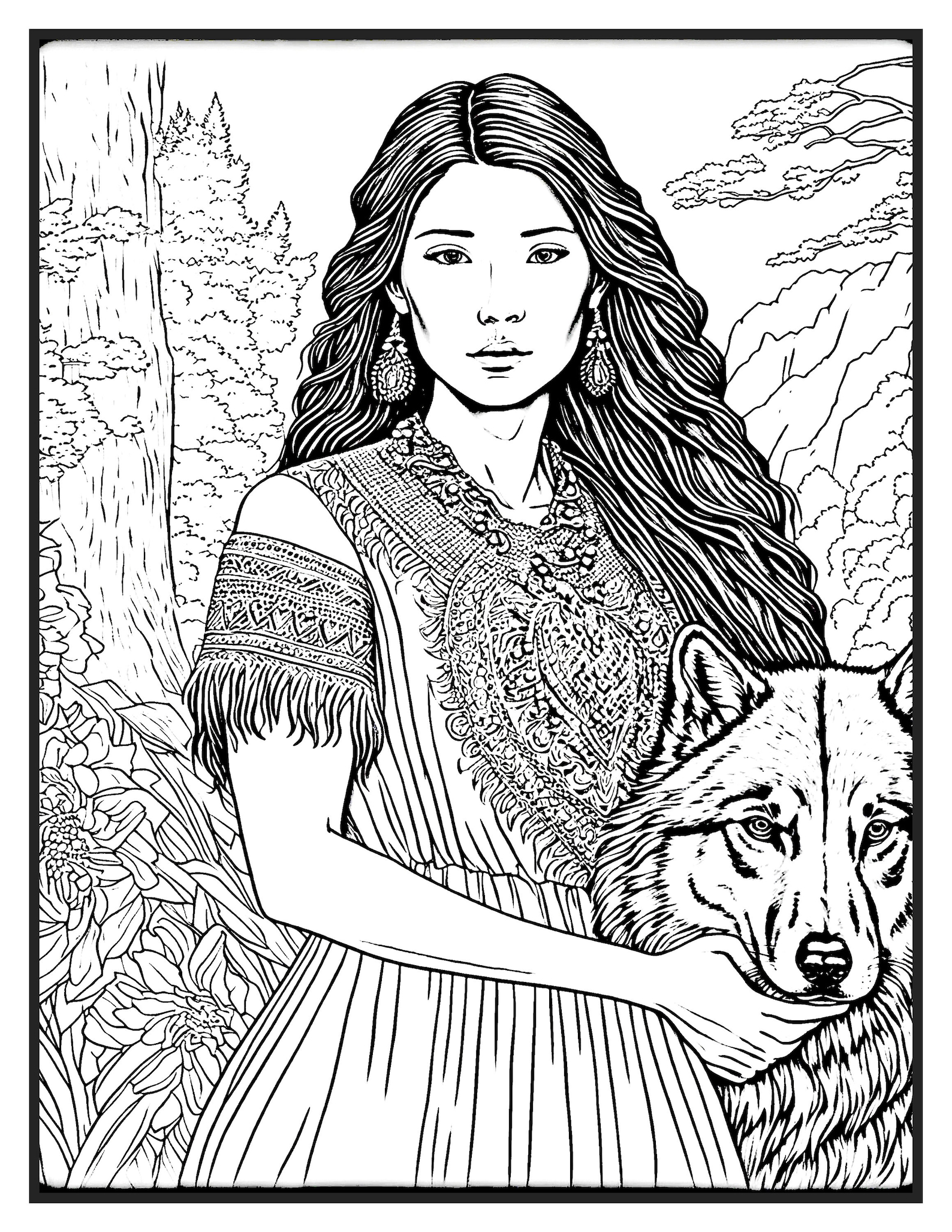 Native American Women Coloring Pages - Etsy