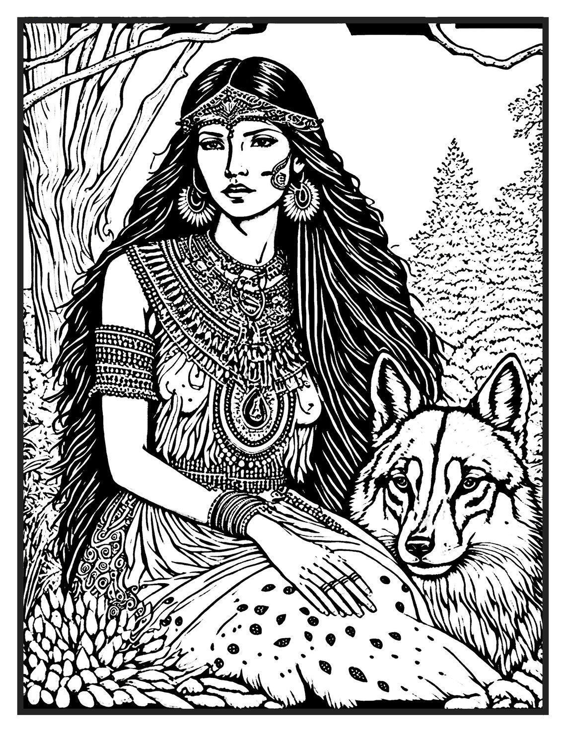 Native American Women Coloring Pages - Etsy