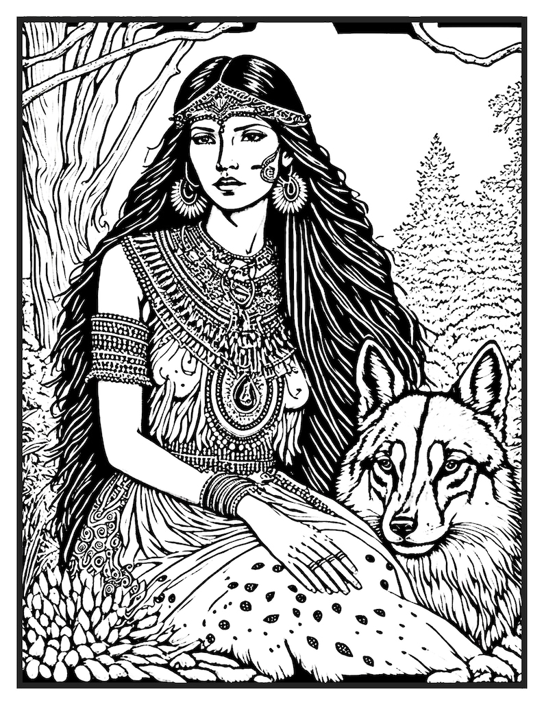 Native American Women Coloring Pages - Etsy