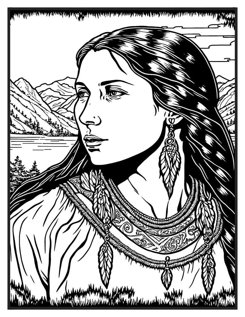Native American Women Coloring Pages - Etsy
