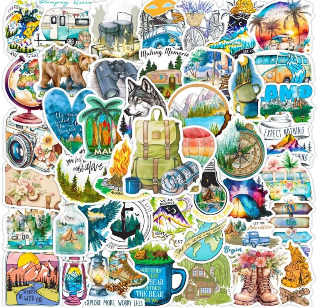 50 Outdoor Camping Forest Hiking Sticker Travel Pack With 50 Stickers ...