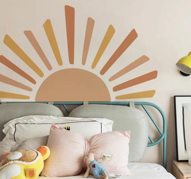 Cartoon Boho Sun Sunshine Sunrise Wall Sticker Vinyl Baby Room Living ...
