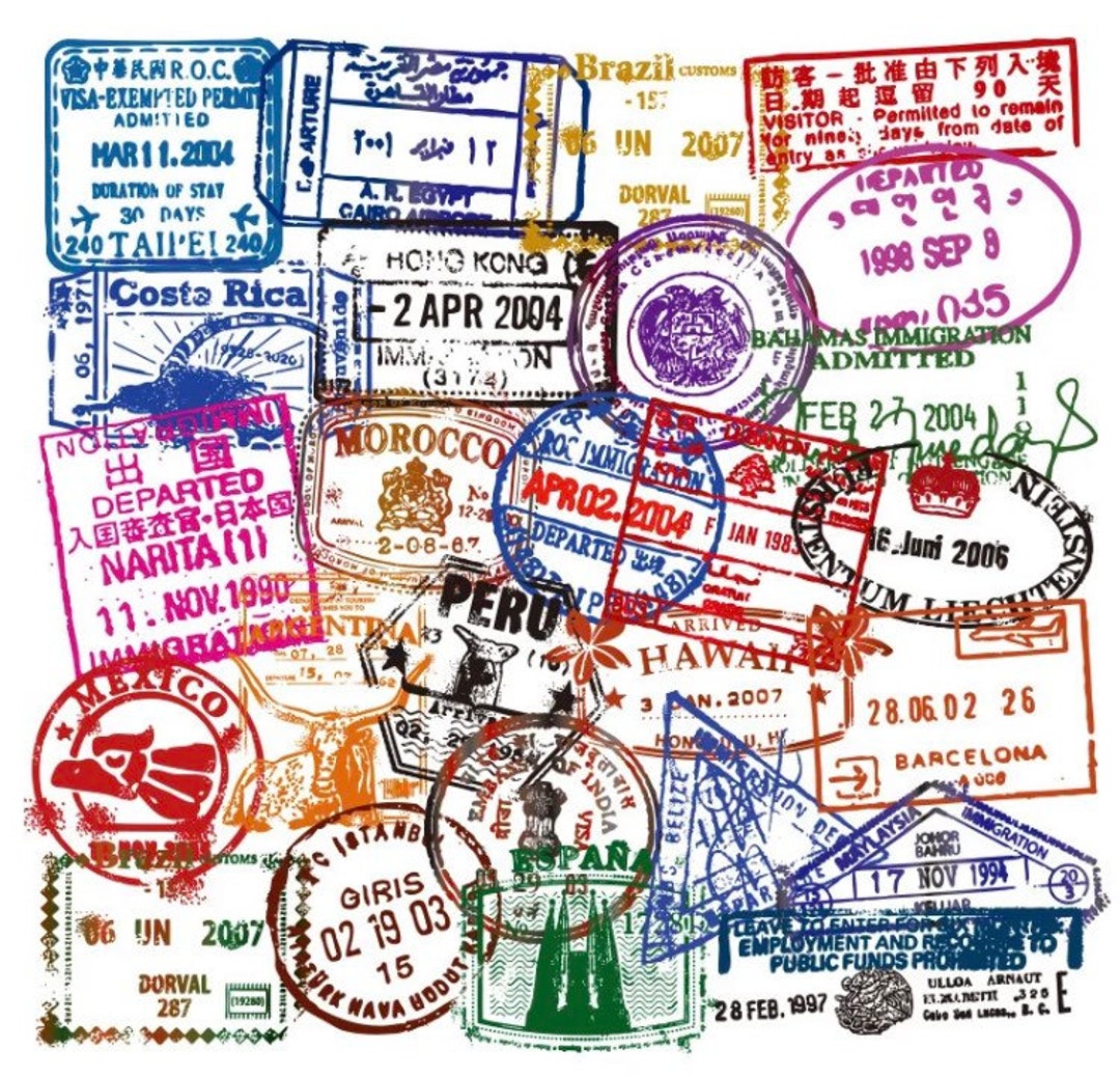 50 Transparent Passport Stamp Sticker Pack With 50 Vinyl Clear Tourist ...