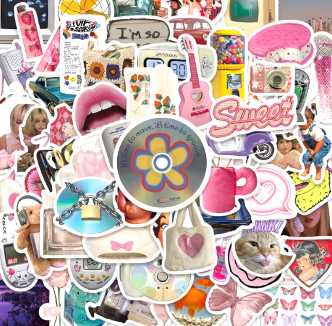 50pcs VSCO Sticker Pack With Cute Aesthetic 90s Vintage Stickers ...